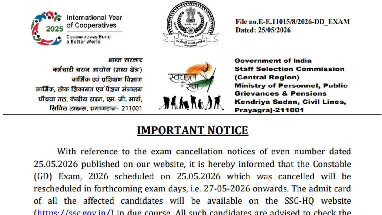 SSC GD constable 2026 exam cancelled at overcrowded centres ...