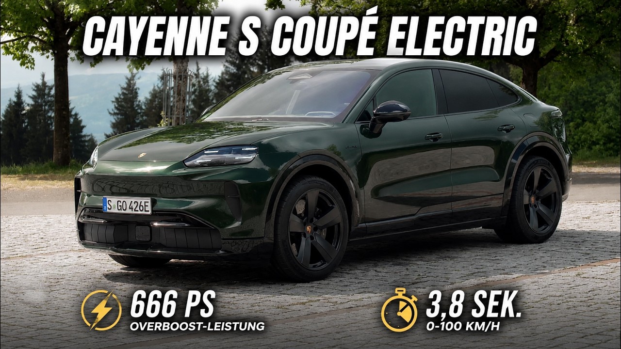 Porsche Cayenne S Coupé electric mit 666 PS in Oak Green metallic