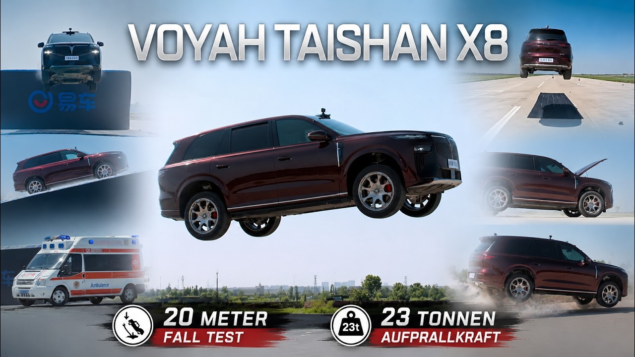 Härtetest Voyah Taishan X8: 20-m-Sturz & 23-Tonnen-Crashtest extrem