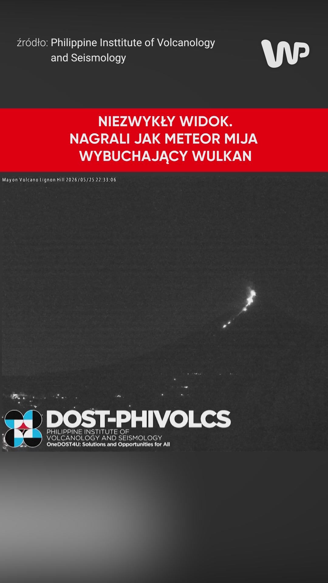Niespotykane obrazki z Filipin. Wulkan i meteor w jednym