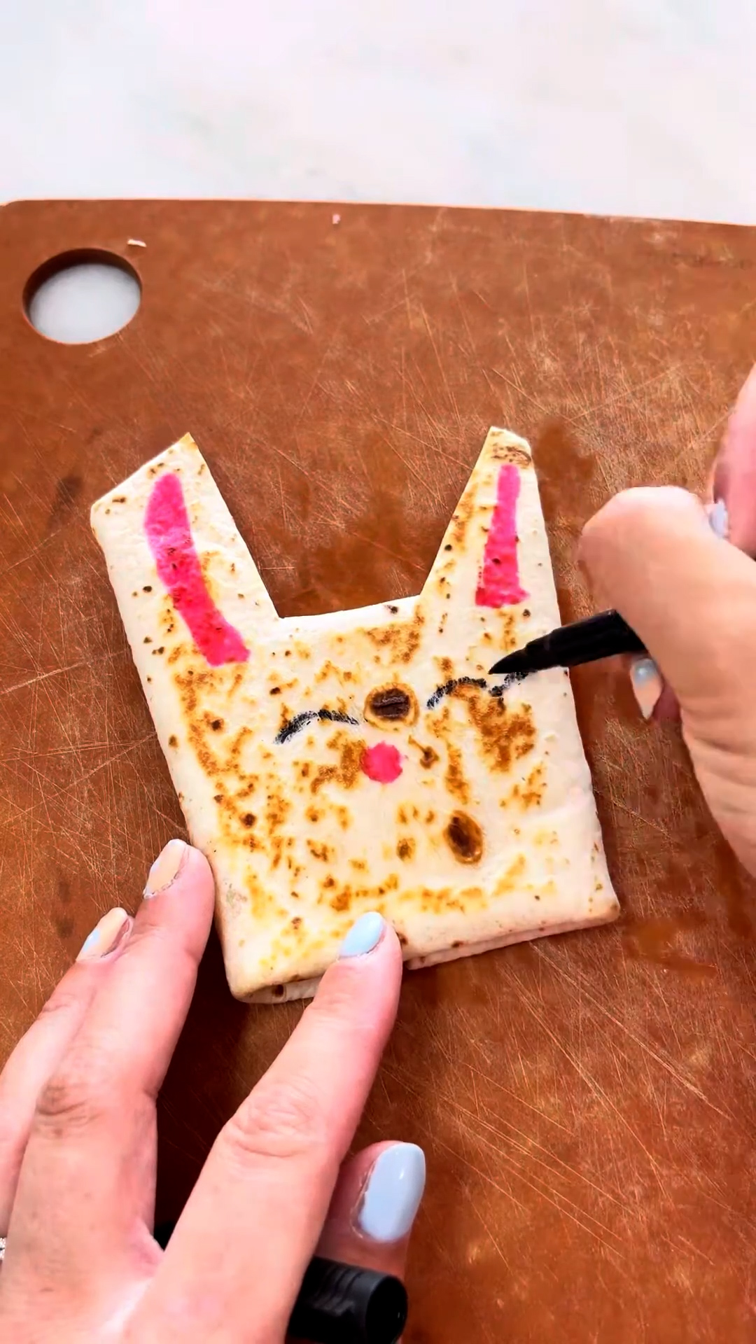 Spring holiday lunch with bunny shaped quesadilla and treats