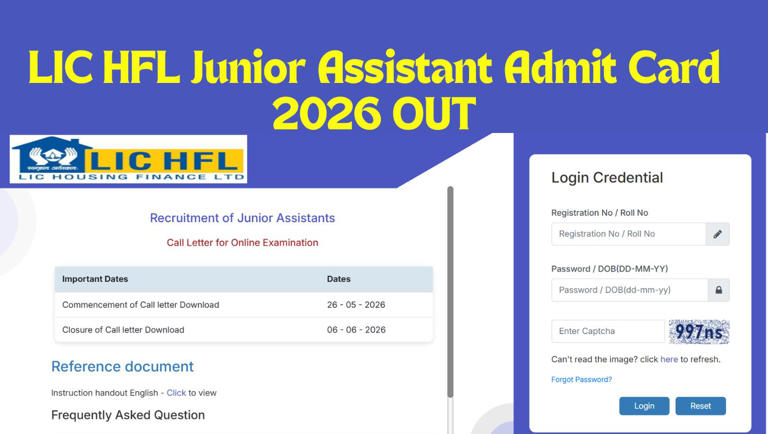 LIC HFL junior assistant admit card 2026 out: Download hall ticket PDF