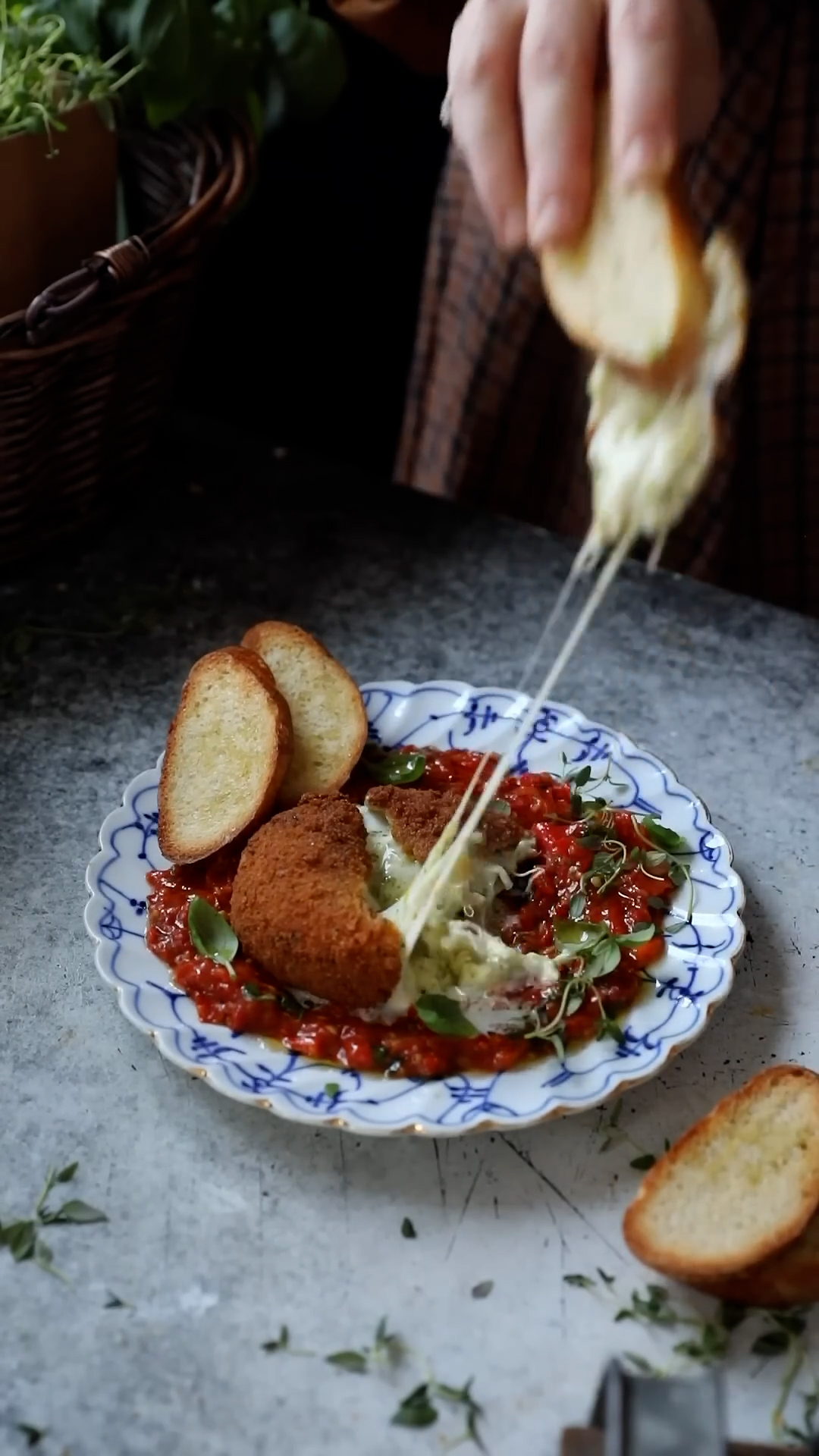 Golden fried burrata with crispy coating
