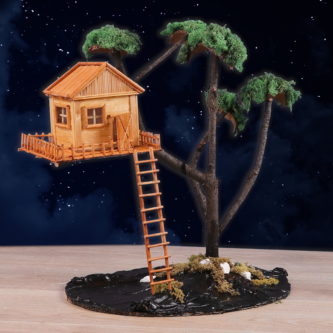 Coconut shell treehouse for tiny adventures 🥥