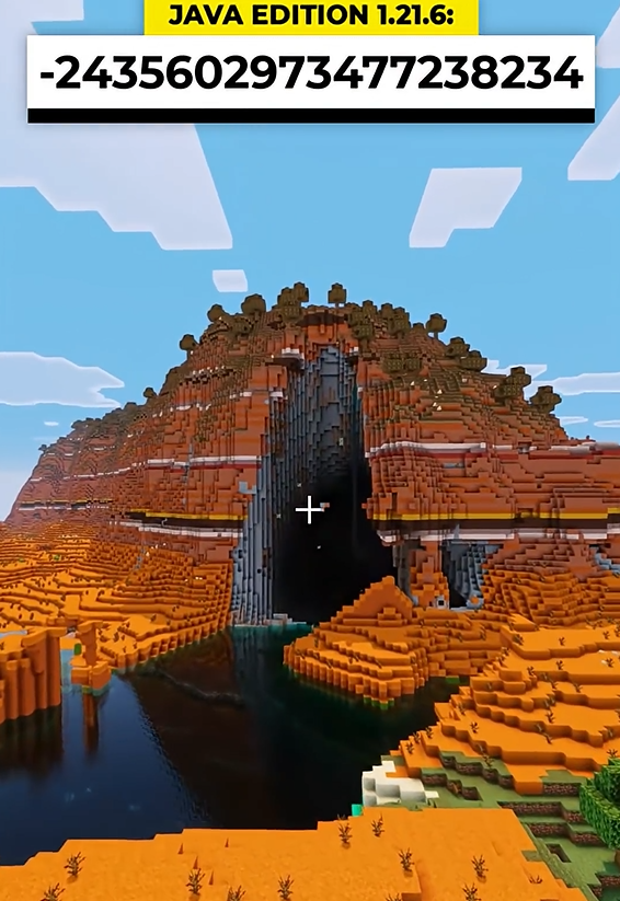 Minecraft village seed in three biomes: Badlands, desert, and jungle spawn