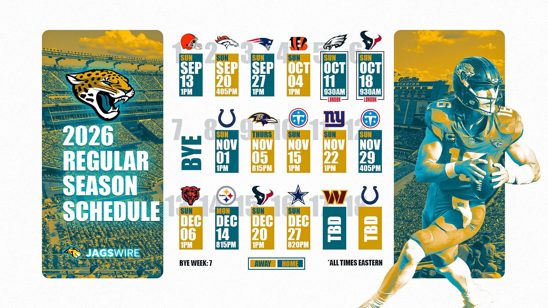 Download new Jaguars 2026 NFL schedule wallpapers