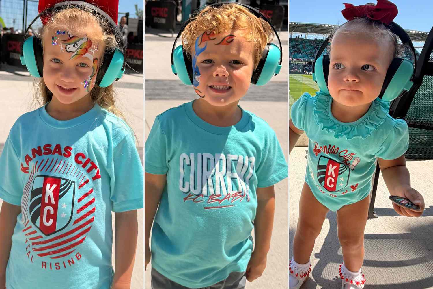 Brittany Mahomes’ 3 kids look adorable in unicorn and shark face paint ...