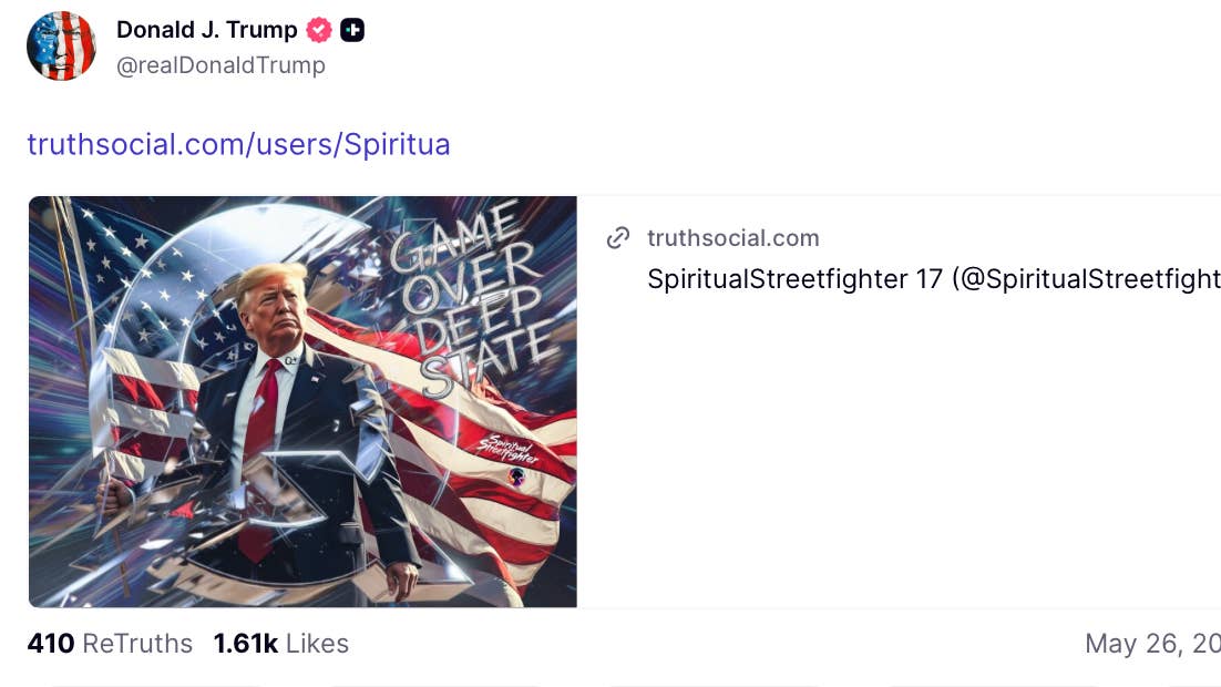 Trump shares another QAnon meme