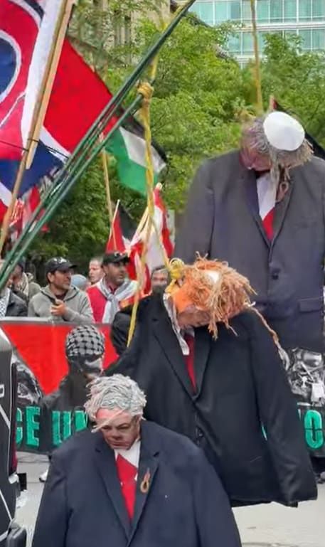 Hanged effigies of Trump, Netanyahu paraded through Montreal by anti ...