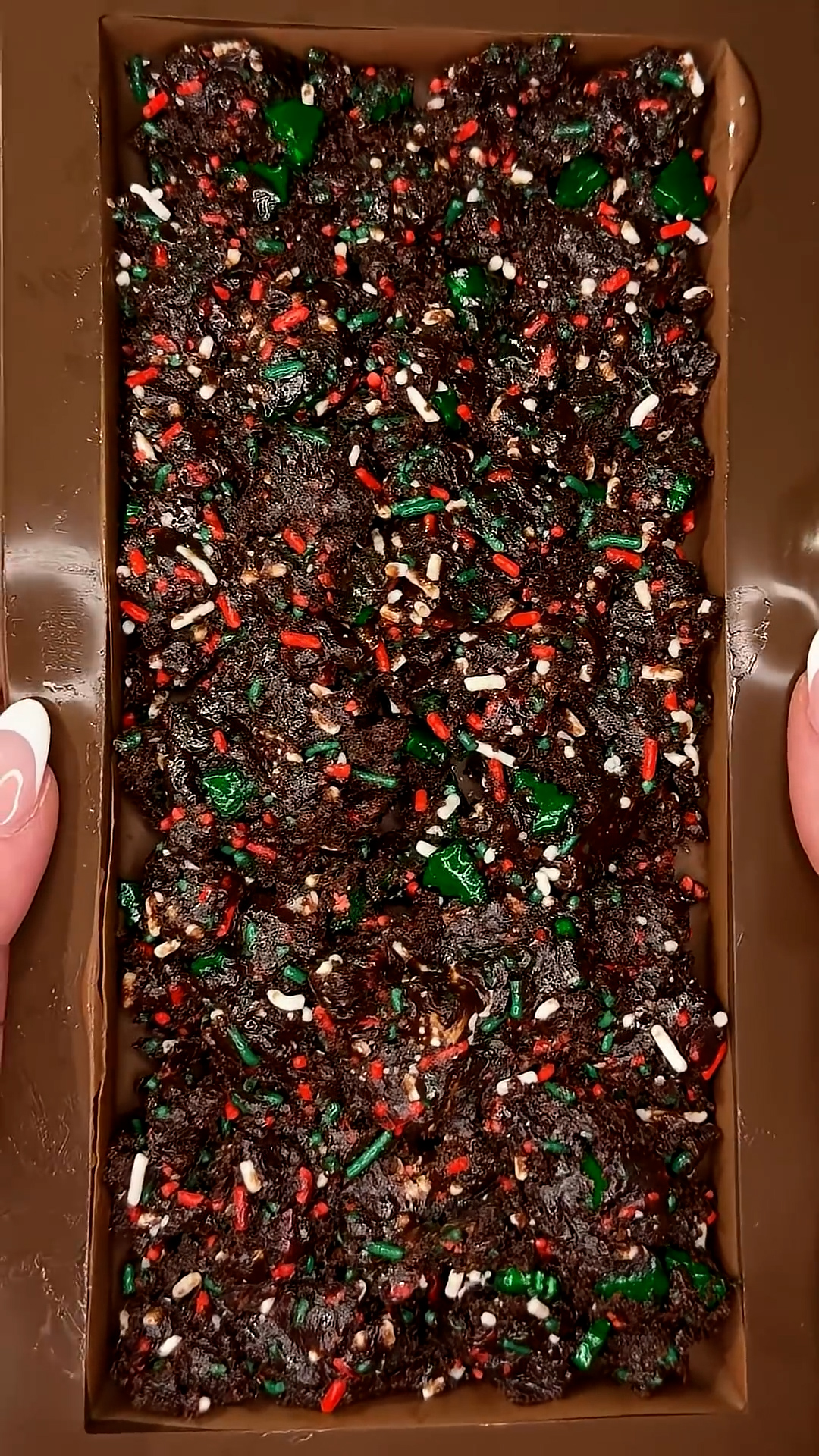 Fudgy brownie batter injected into commercial chocolate bar