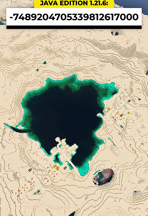 Minecraft desert lake seed with two villages: Survival & exploration world