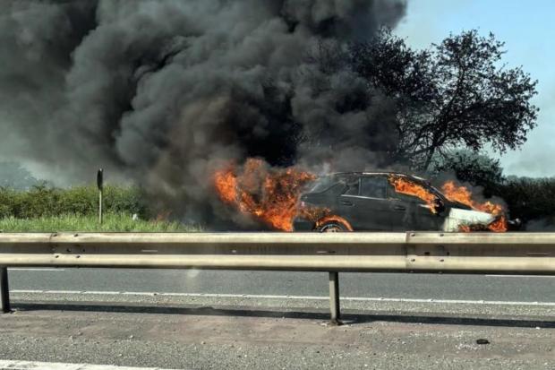 Vehicle fire caused long delays on A55 near Broughton on Bank Holiday ...