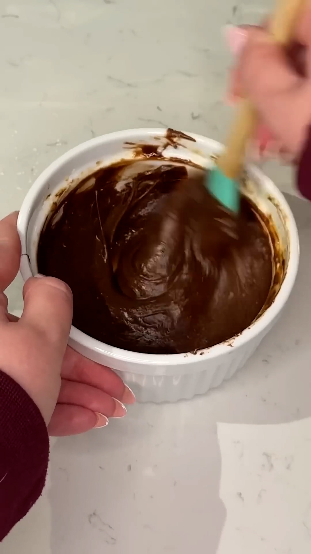 Molten center cake made with hazelnut spread, eggs, and flour