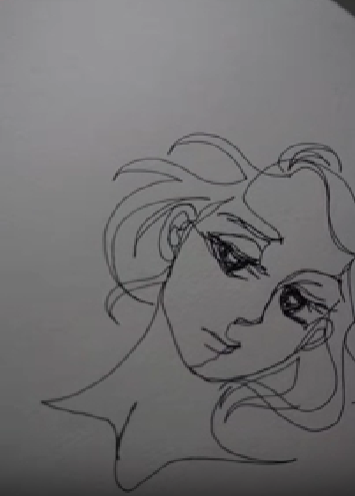 Menggambar Billie Eilish Ocean Eyes dengan one line art