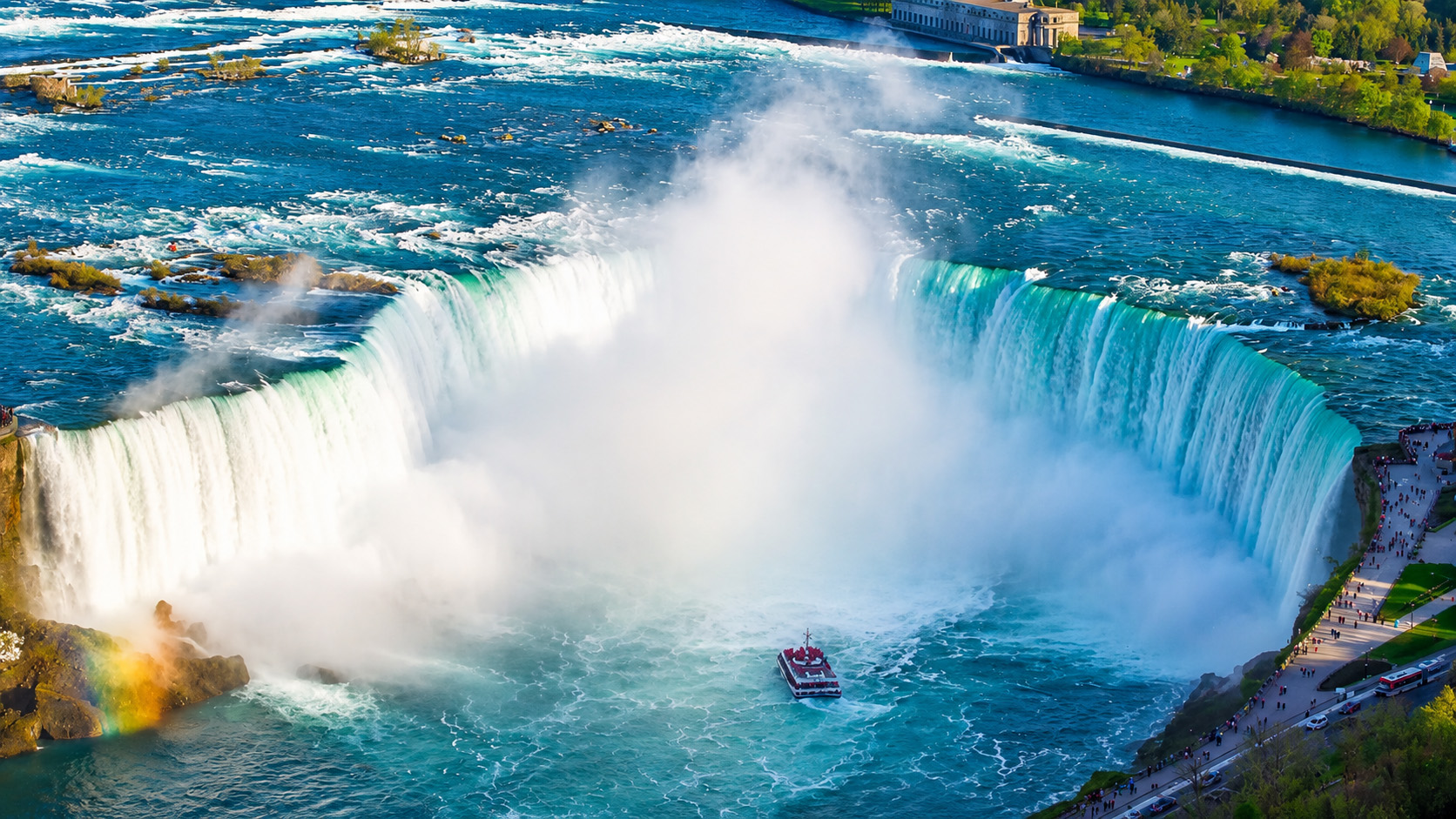 Niagara Falls’ massive wall of water seen from above