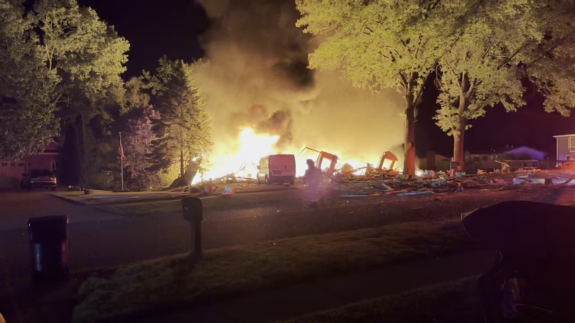 Neighbor's video shows the aftermath of fiery Michigan house explosion