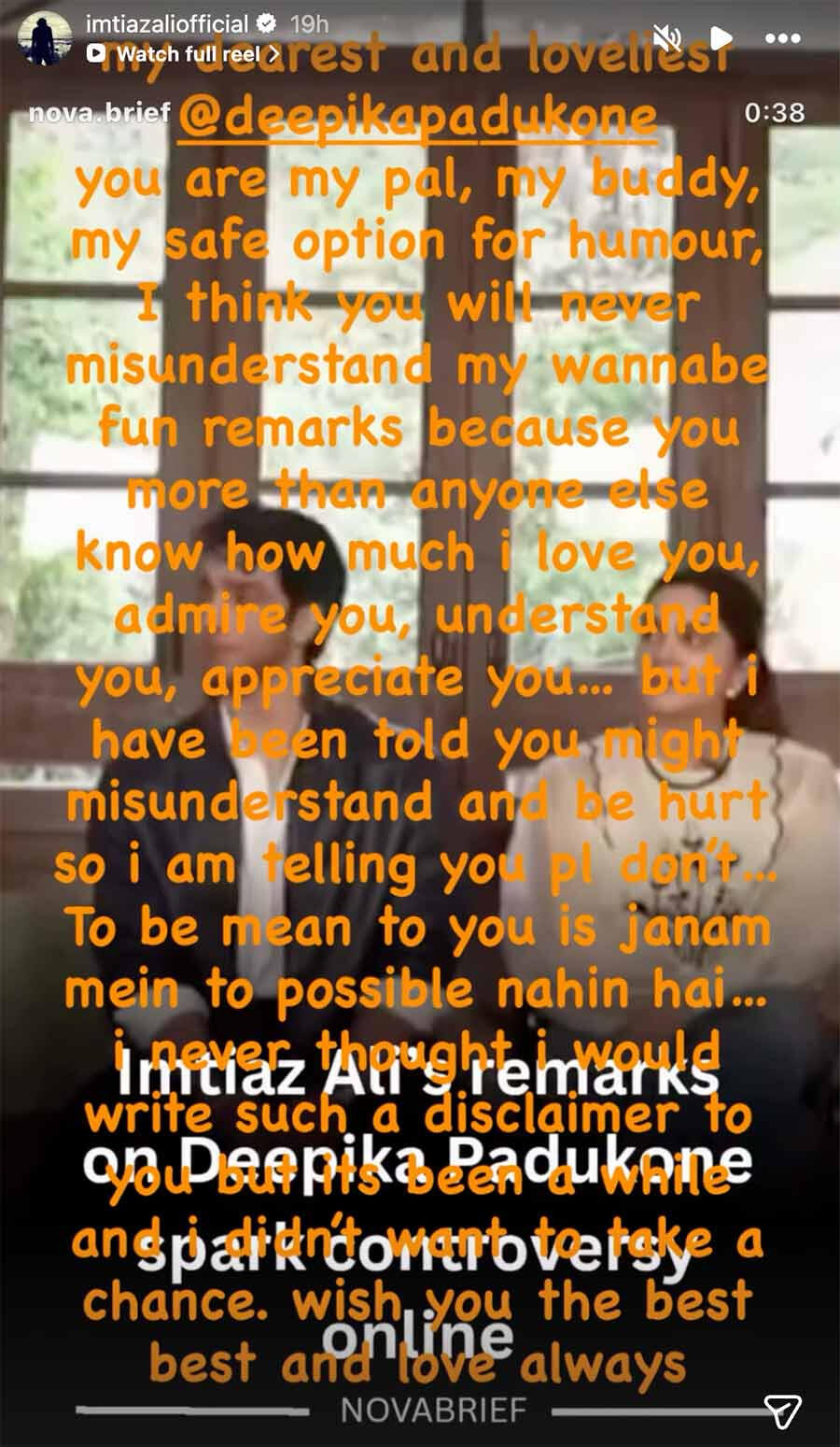 Imtiaz Ali issues clarification after Deepika Padukone 'Facade' comment ...