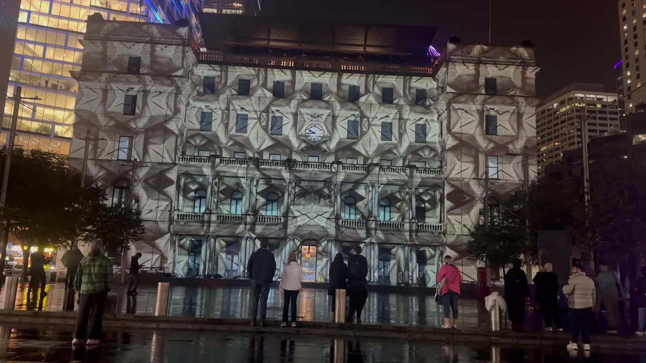 Customs House during Vivid Sydney light festival, Sydney, Australia