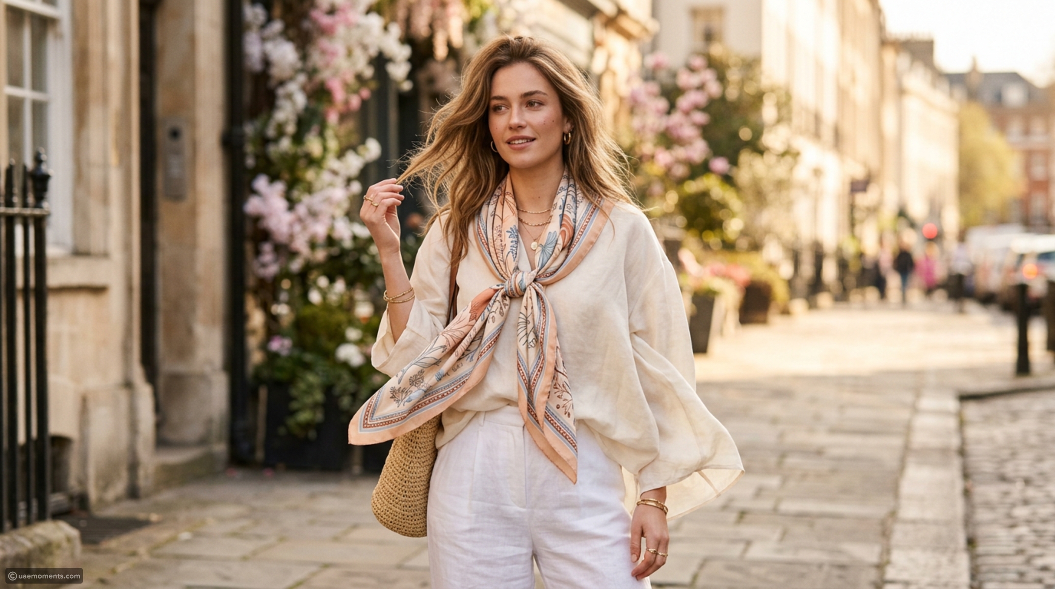 Forget the waist and head the stylish new way to wear a scarf this spring