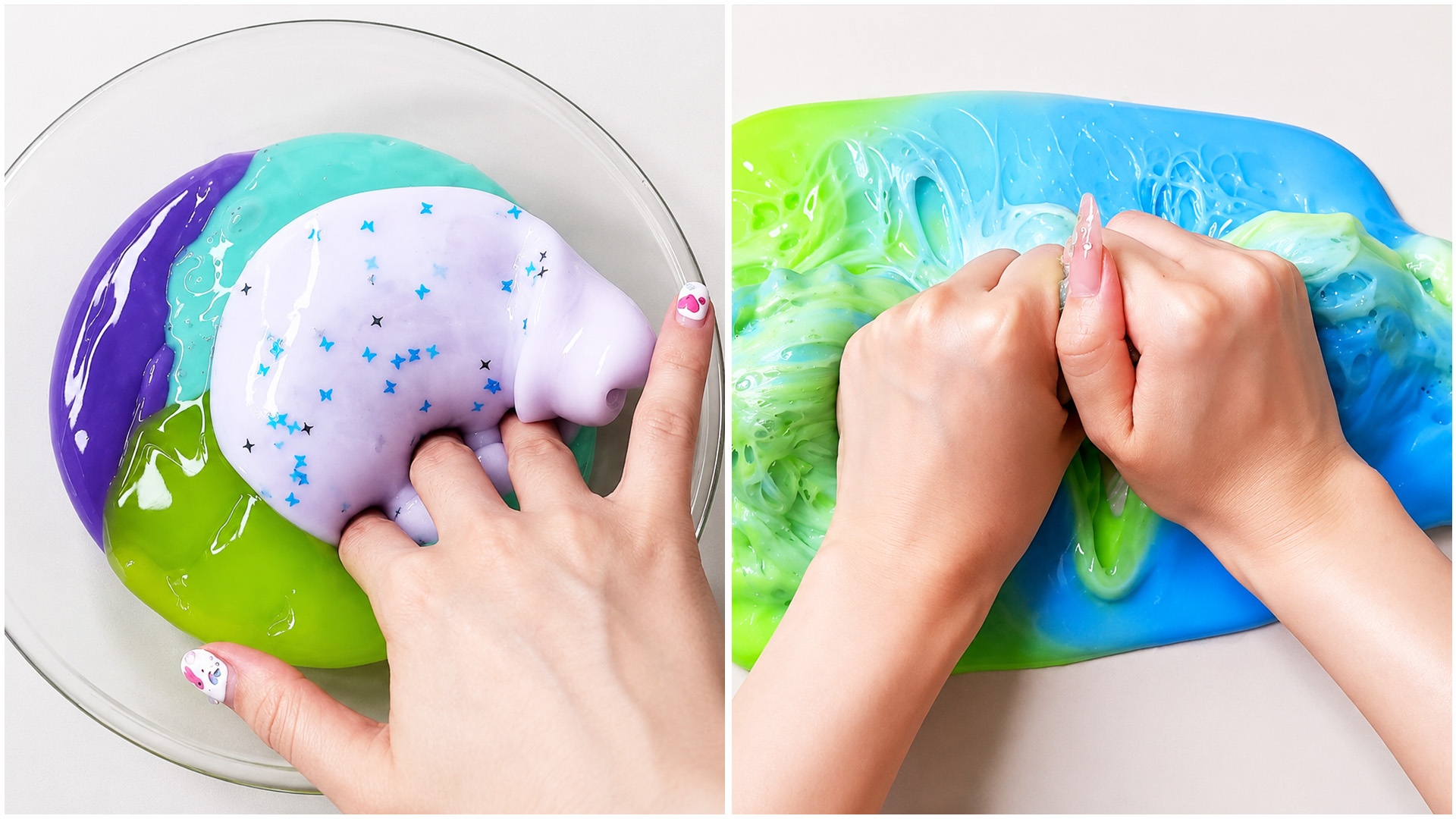 Neon slime swirl and texture play