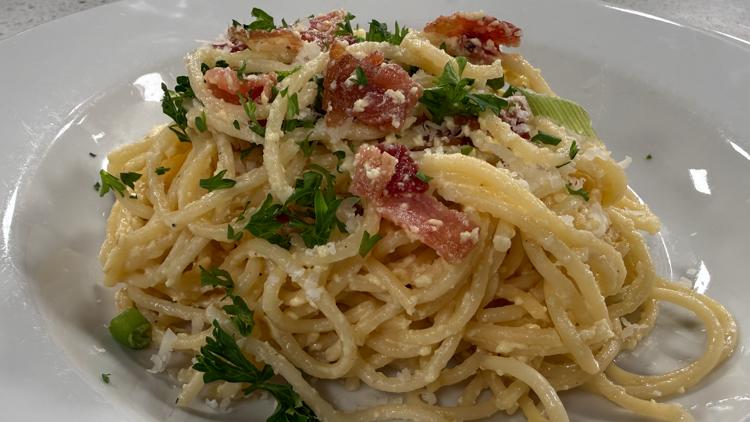 Cooking with Chef Kev: Bacon and eggs skillet pasta and lemon-blueberry ...