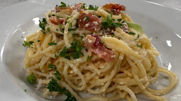 Cooking with Chef Kev: Bacon and eggs skillet pasta and lemon-blueberry ...