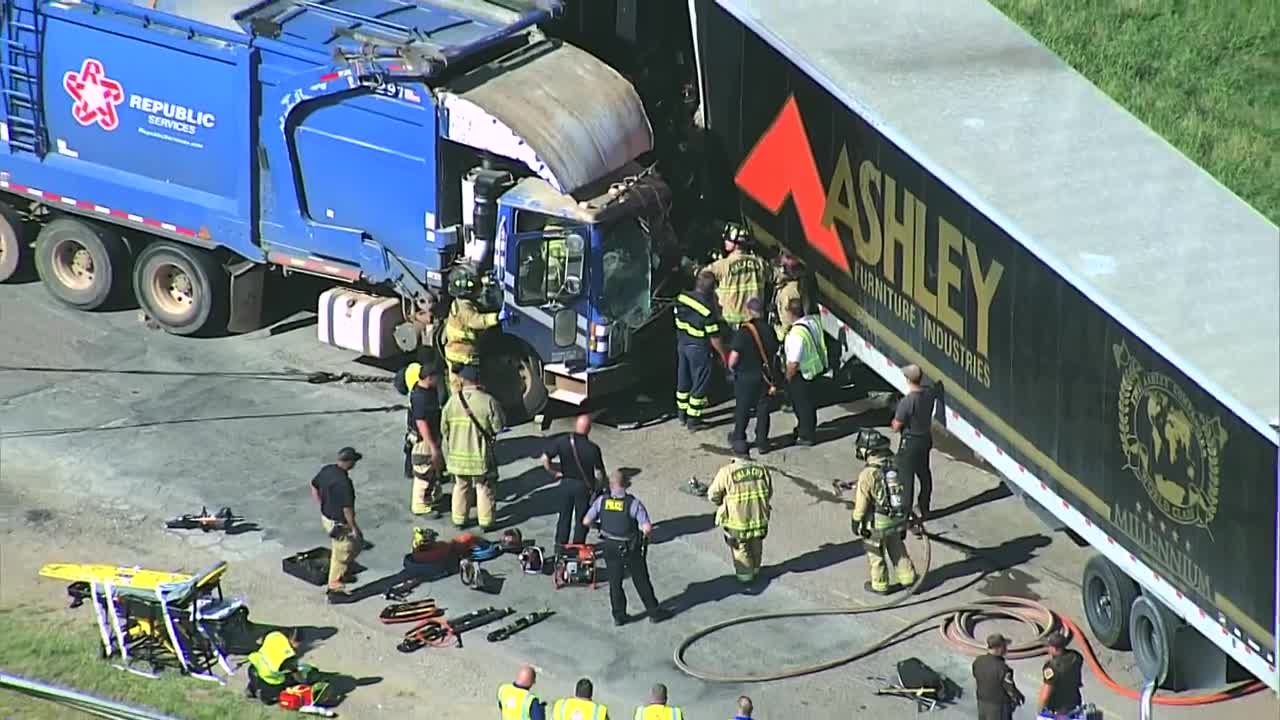 Semi-trailer involved in crash with trash truck in southeast Oklahoma City