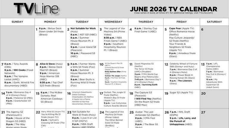 What to watch in June: A printable TV calendar highlighting every major ...