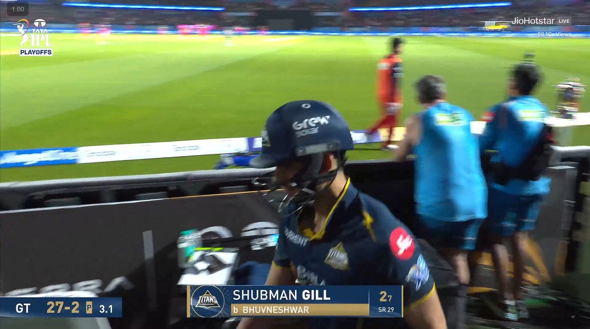 Watch Bhuvneshwar Kumar castles GT captain Shubman Gill in Qualifier 1 ...