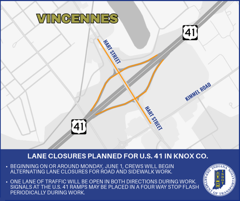 INDOT: Lane closures announced for Hart Street in Vincennes