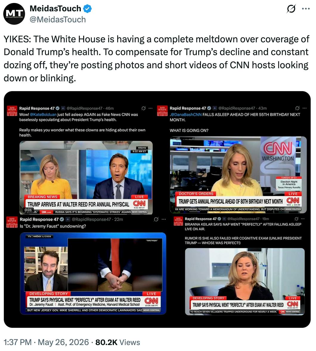 White House has full-blown meltdown over coverage of Trump’s health