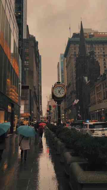 Rainy day walk through New York City