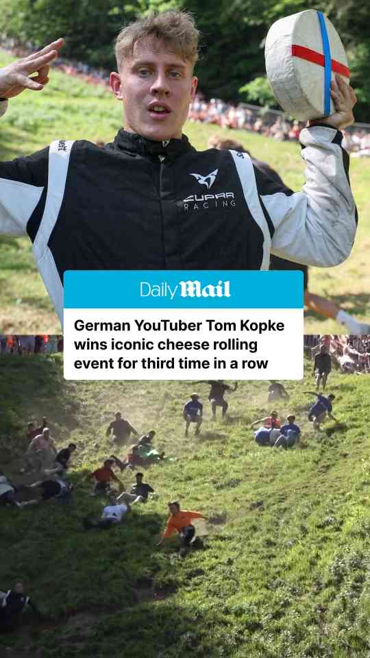 German YouTuber wins Gloucestershire cheese rolling race for third year ...