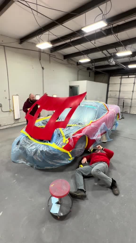 Next step in the C5 Corvette build: Spraying the paint
