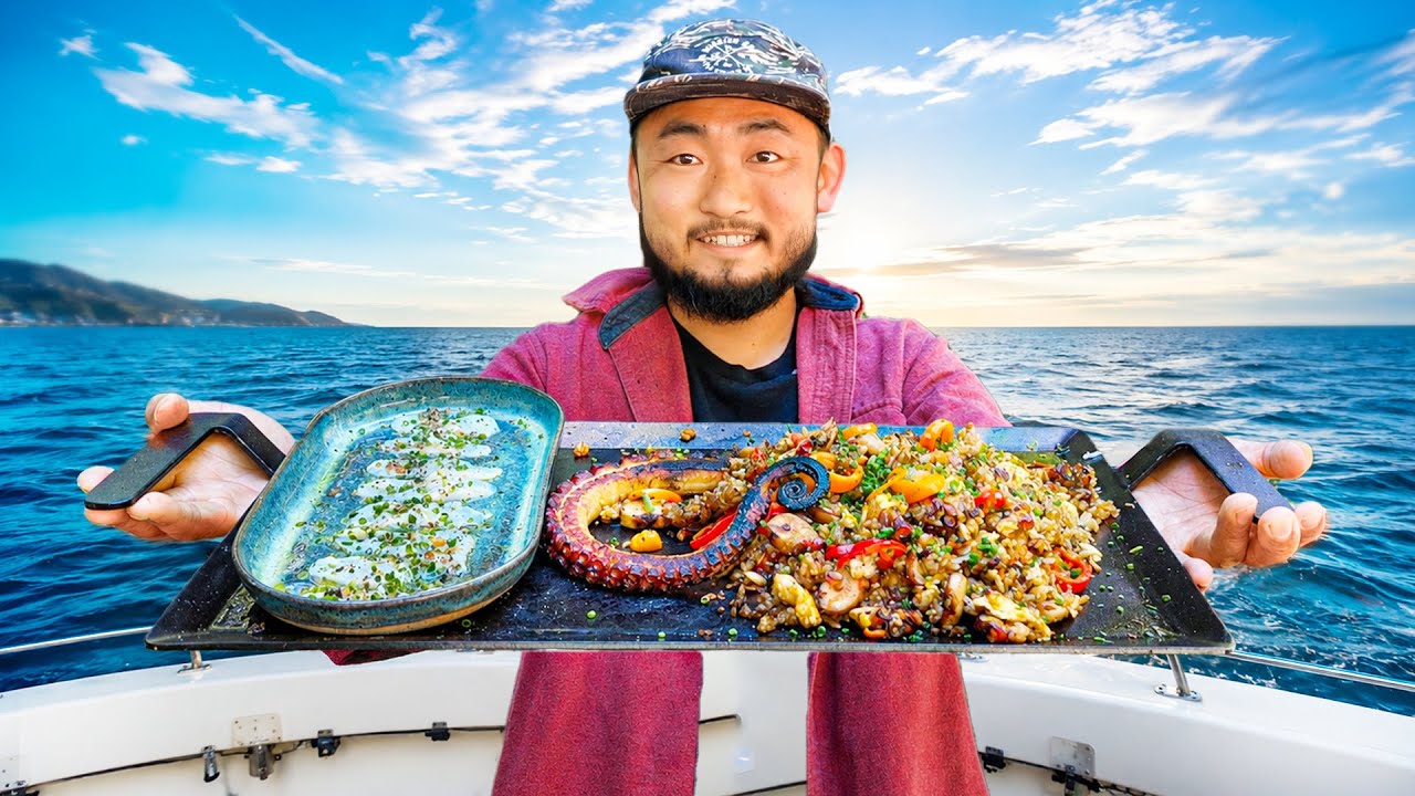 Raw octopus dish and octopus fried rice