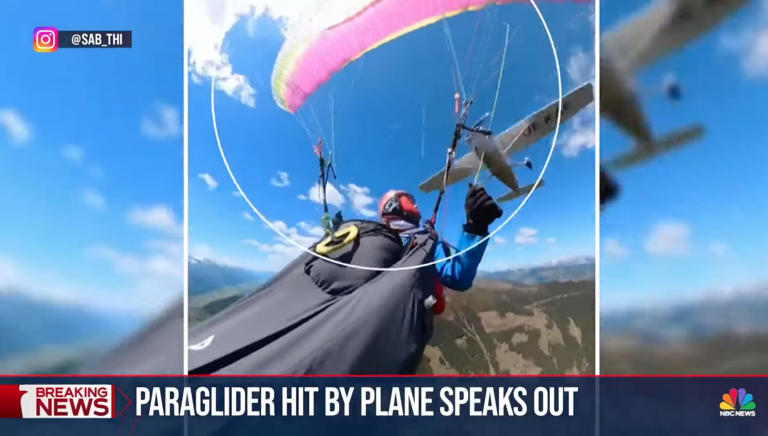 Video: Paraglider narrowly escapes death after plane tears through canopy