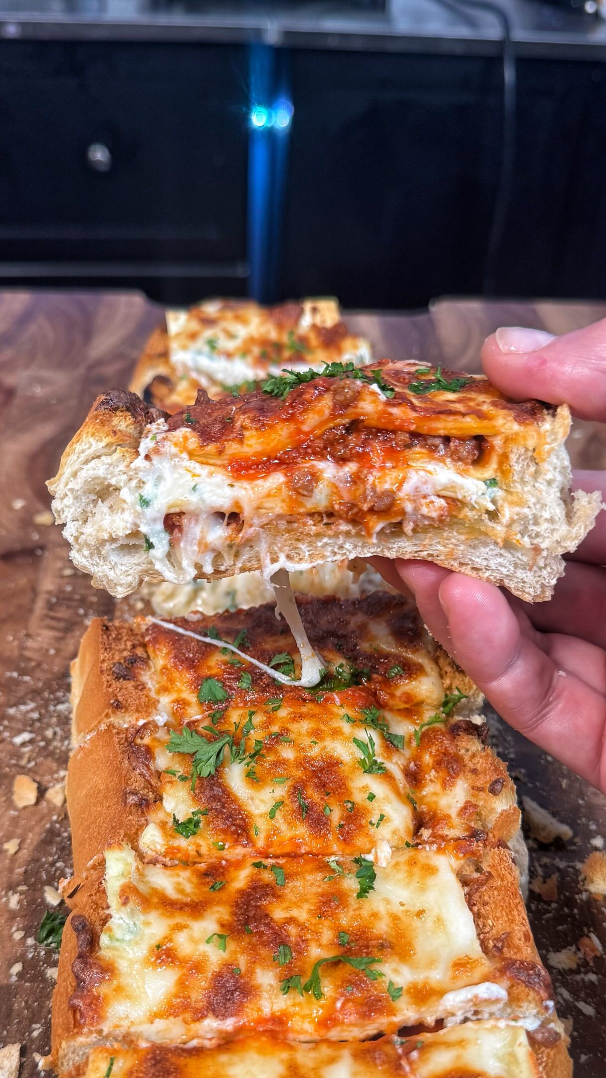 Lasagna stuffed garlic bread