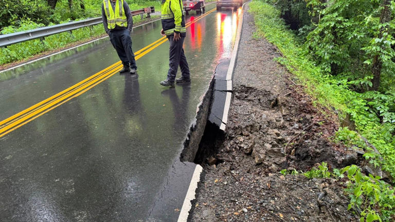 Officials: NC highway back open after rain washes it out, creates 12 ...