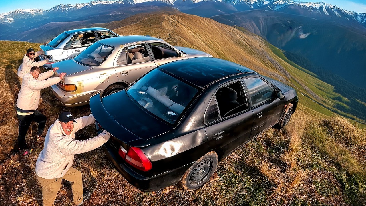 Watch what happens when three cars are pushed down a cliff