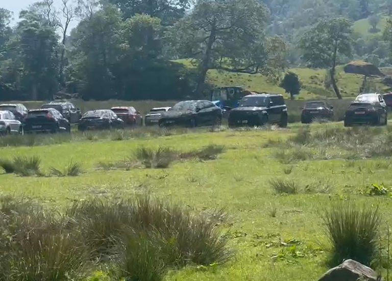 Cars covered in slurry at busy beauty spot