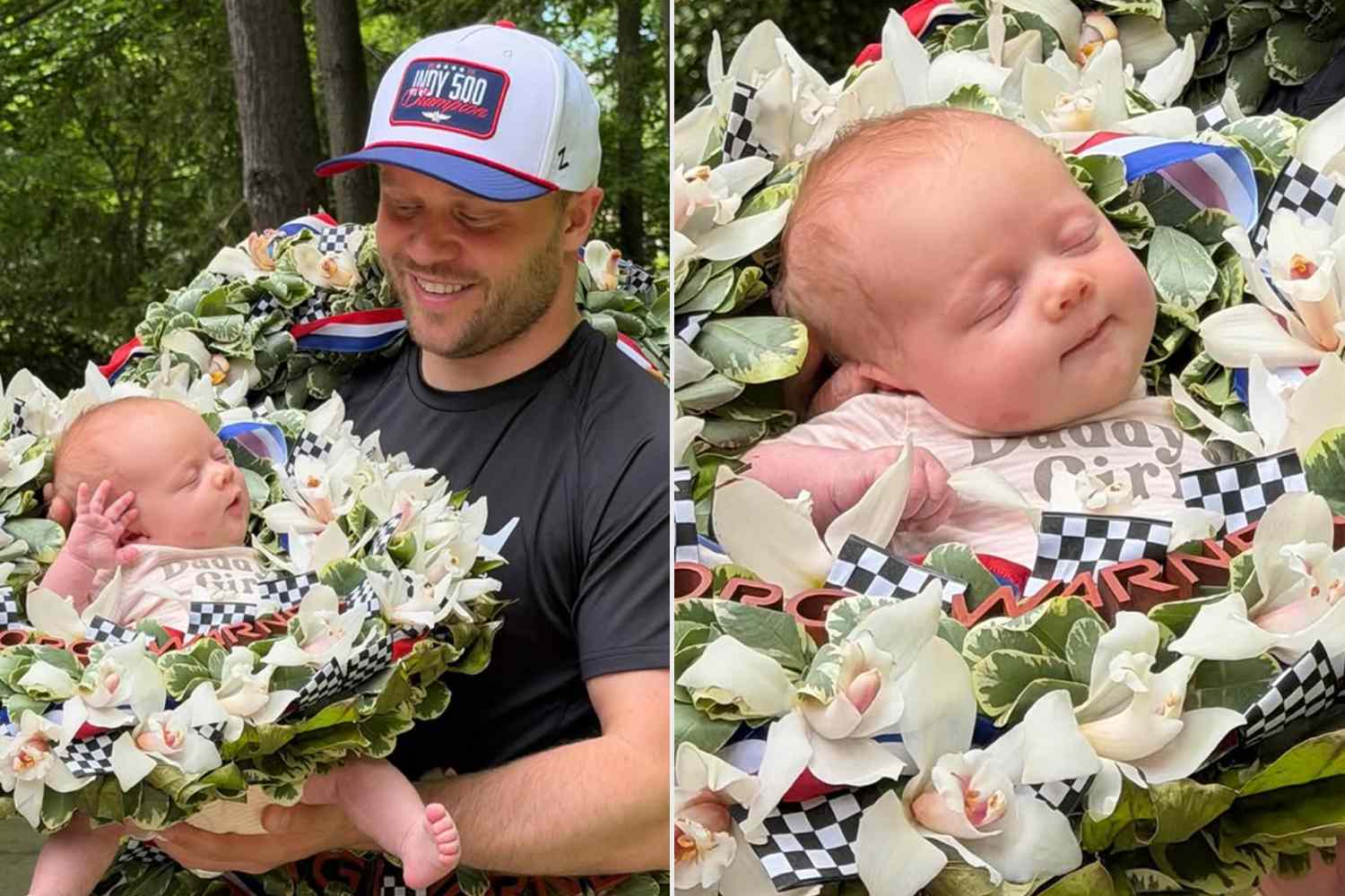 Felix Rosenqvist and newborn daughter Stella, 4 weeks, wear matching ...