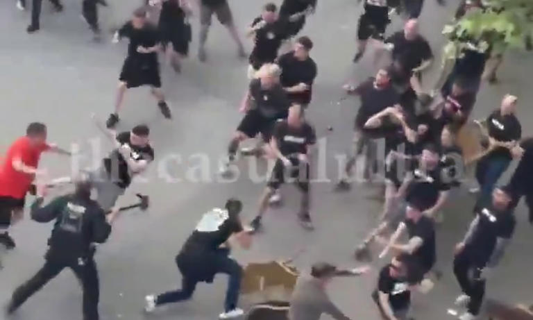 Crystal Palace fans clash with rival supporters in ugly scenes ahead of ...