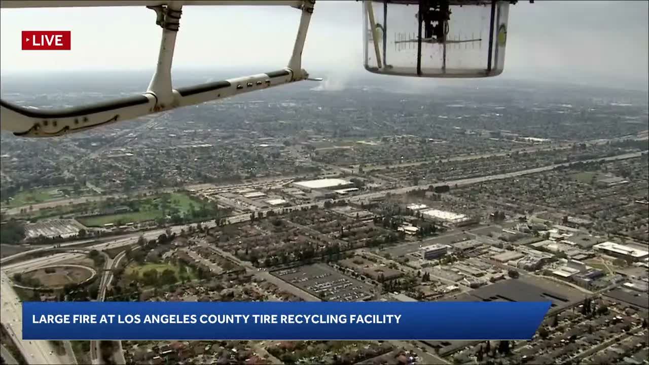Live | Fire at South Gate tire recycling facility