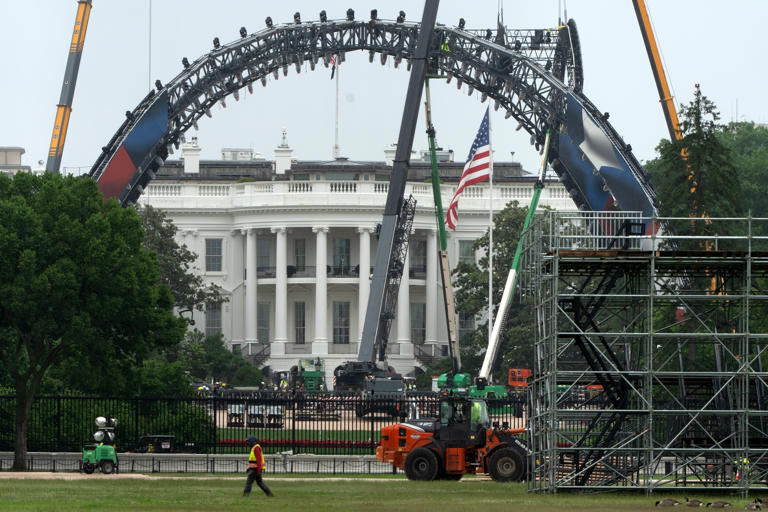 Construction underway on UFC Octagon at White House for Flag Day fights