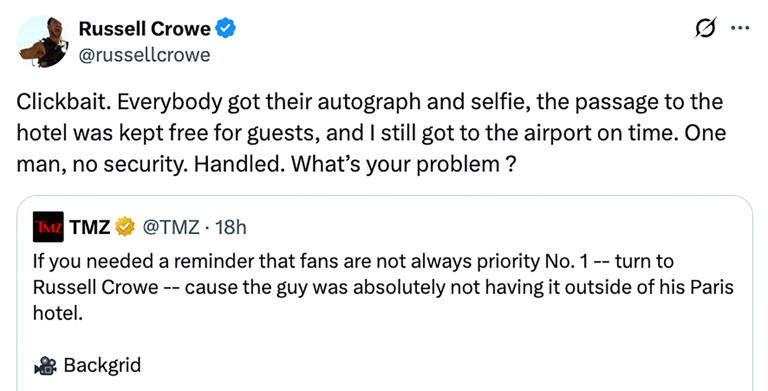 Russell Crowe speaks out after viral confrontation with autograph ...