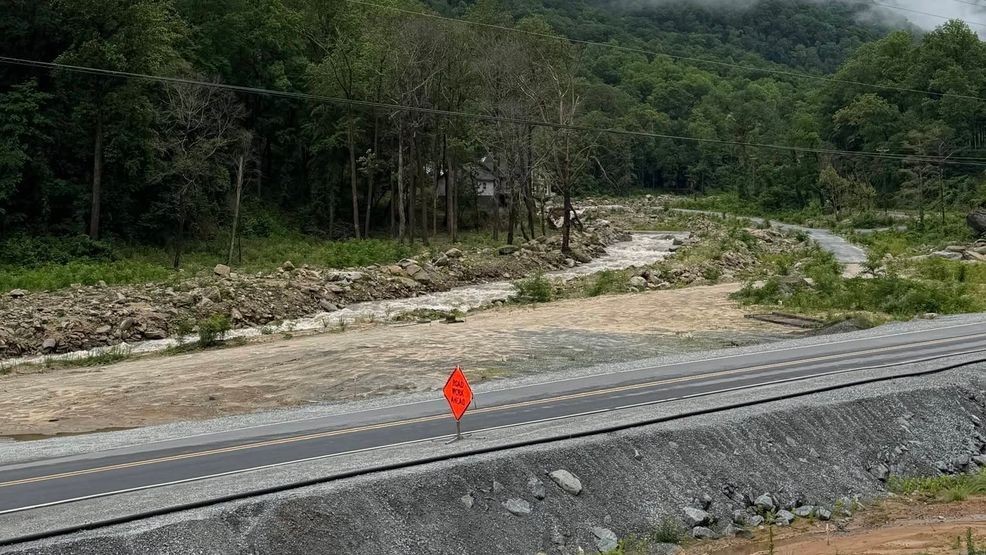Rocky Broad River banks are stable after days of rain, Chimney Rock ...