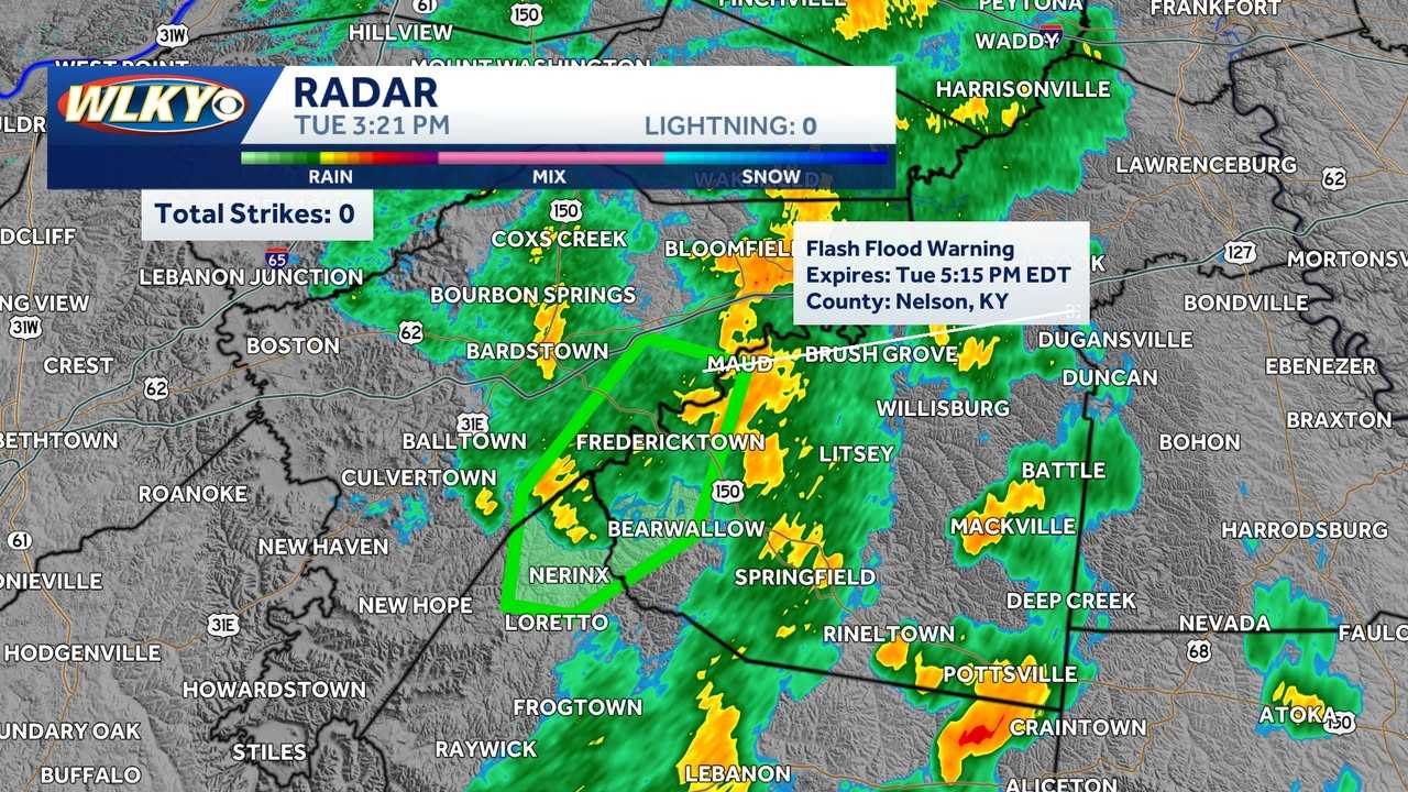 Flash flood warning for some counties; rain, storms through Wednesday