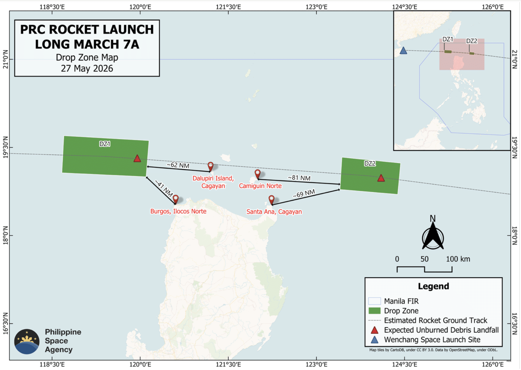 PhilSA warns of China rocket debris risk off Northern Luzon