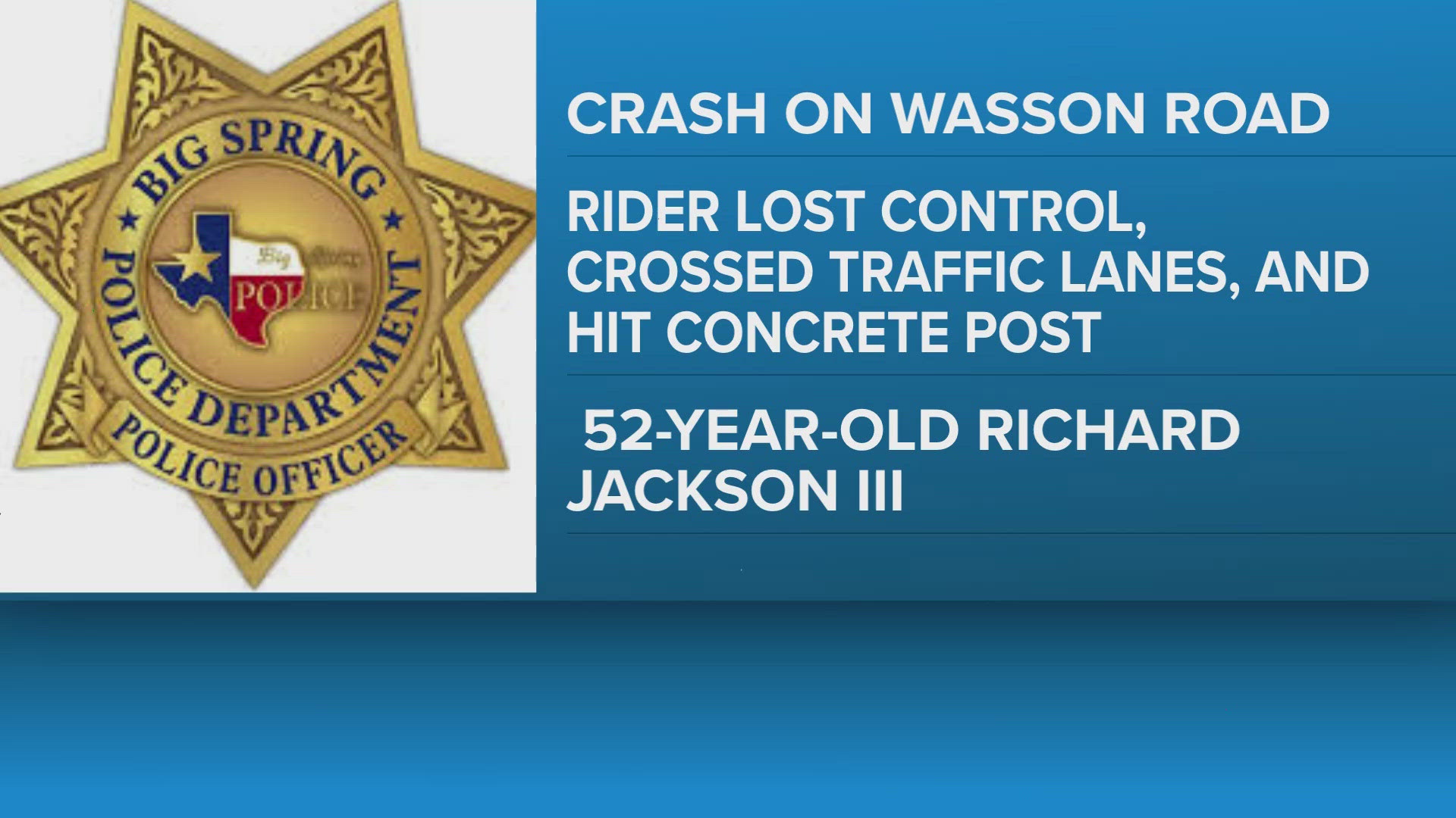 One dead after Sunday motorcycle crash in Big Spring