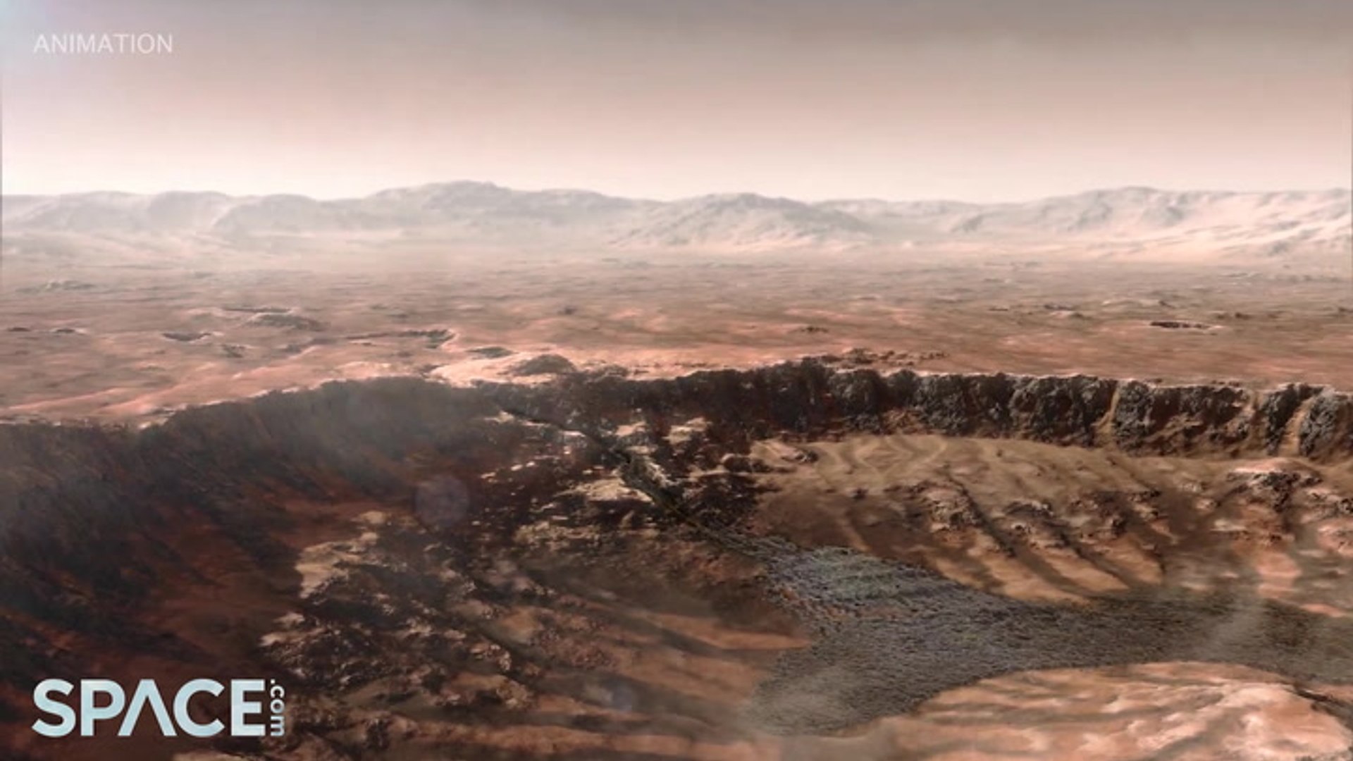 Artist animation: Water flowing into ancient Mars Jezero Crater